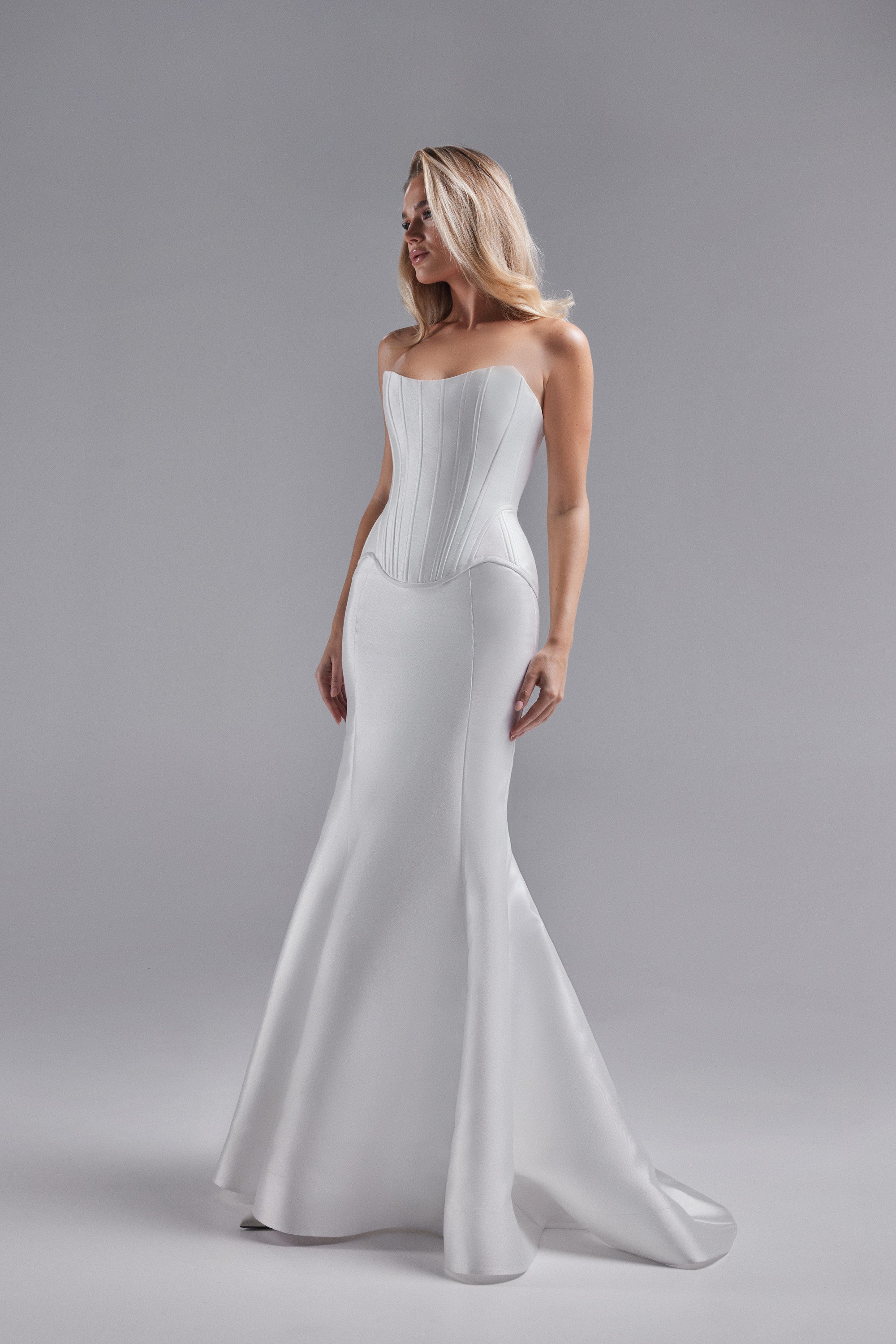 Mikado Two Piece Bridal Set Pina | Drop Waist Corset and Mermaid Skirt